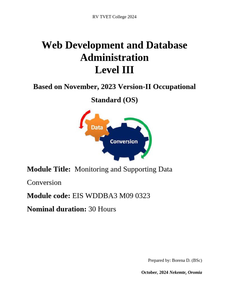 TM09 Monitoring and Supporting Data Conversion | PDF | Backup | Data Model