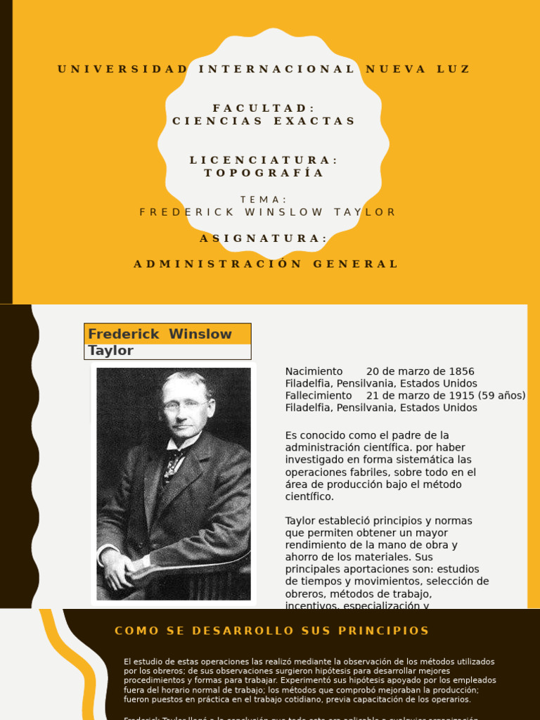 Aportes de Frederick Taylor a la Administración | PDF | Crecimiento ...