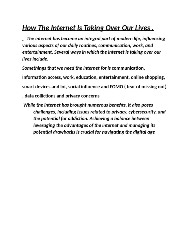 How The Internet Is Taking Over Our Lives | PDF | Social Science