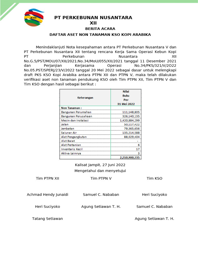 BA Mutasi Aset Kaja Ke KSO N17 | PDF
