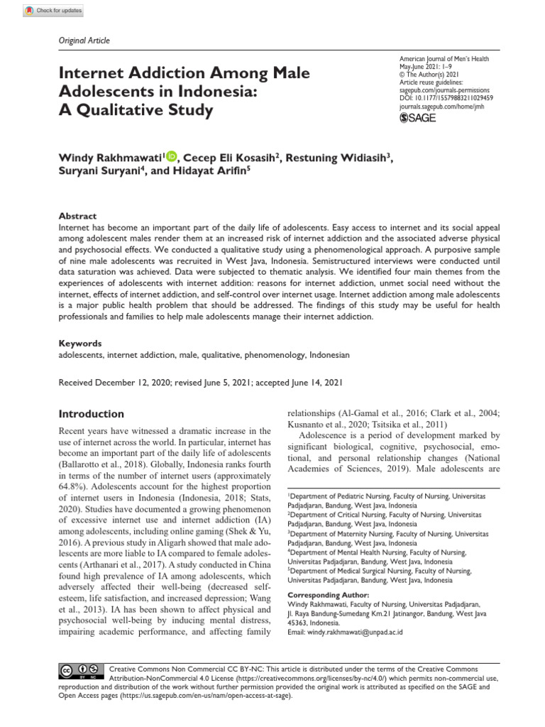 KEcanduan Internet Pada Remaja Laki-Laki Di Indonesia Jawa Barat | PDF ...