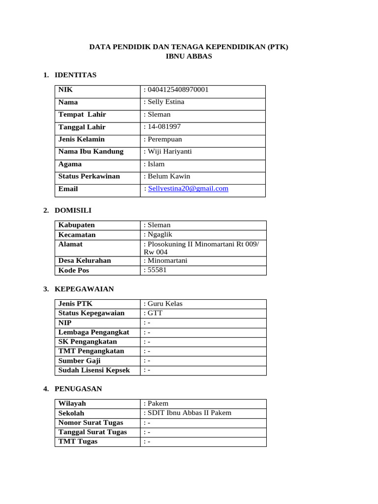Data PTK - Putri Kumala R-Dikonversi | PDF