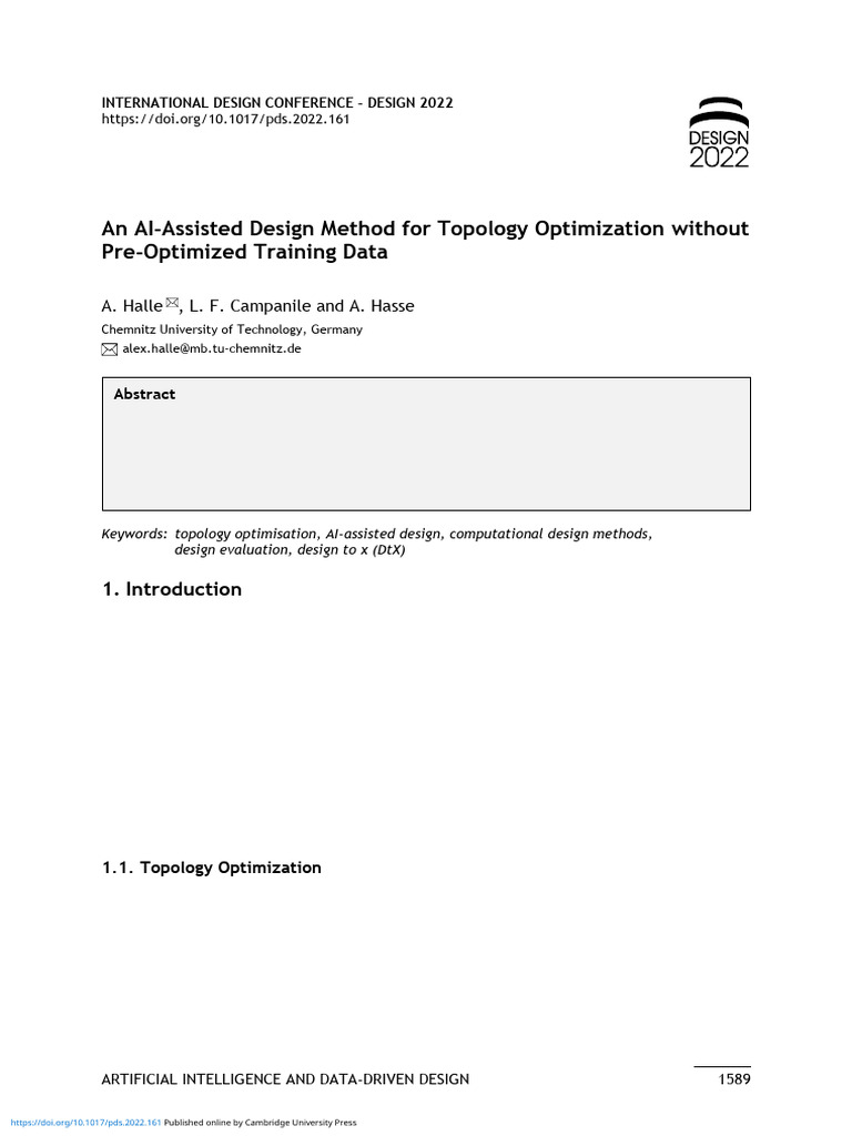 An Ai Assisted Design Method For Topology Optimization Without Pre Optimized Training Data | PDF ...