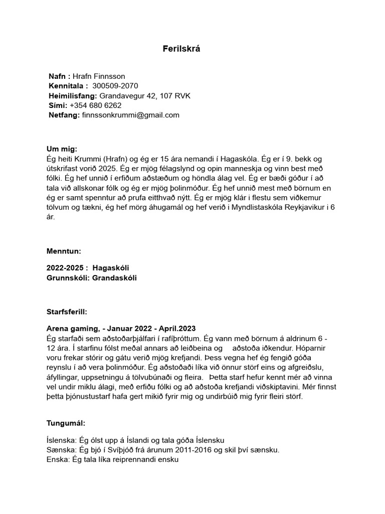 Ferilskrá | PDF