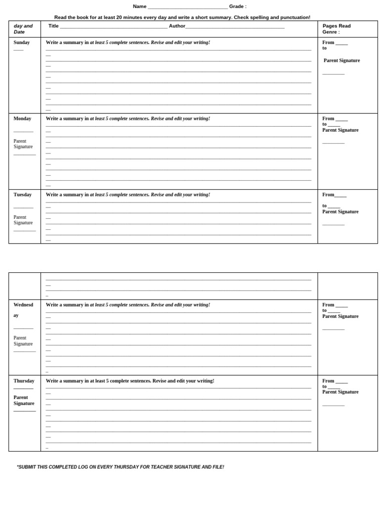 Reading Log (1)-1 | PDF