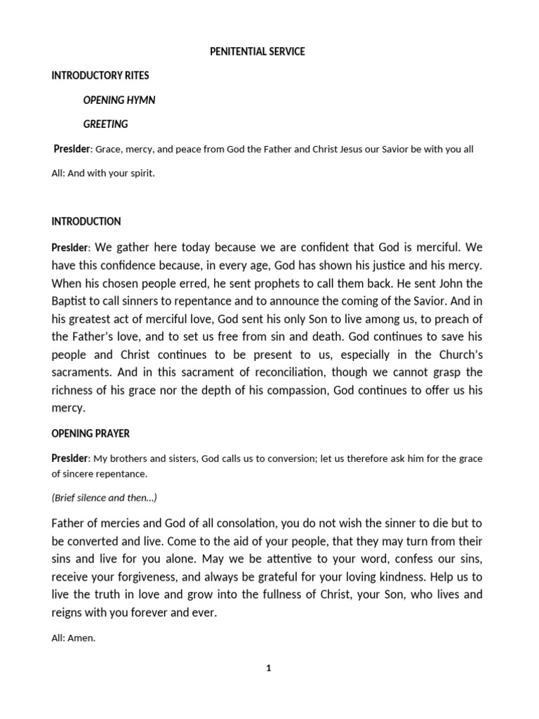 Penitential Service 022934 | PDF | Penance | Confession (Religion)