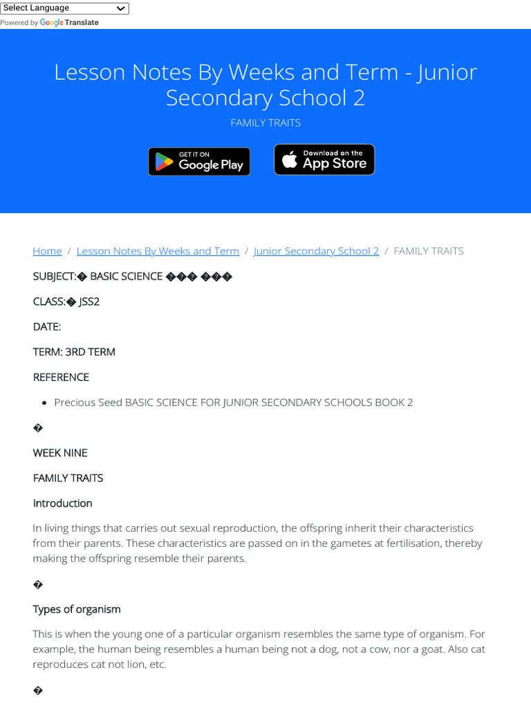 Lesson Notes by Weeks and Term - Junior Secondary School 2 ...