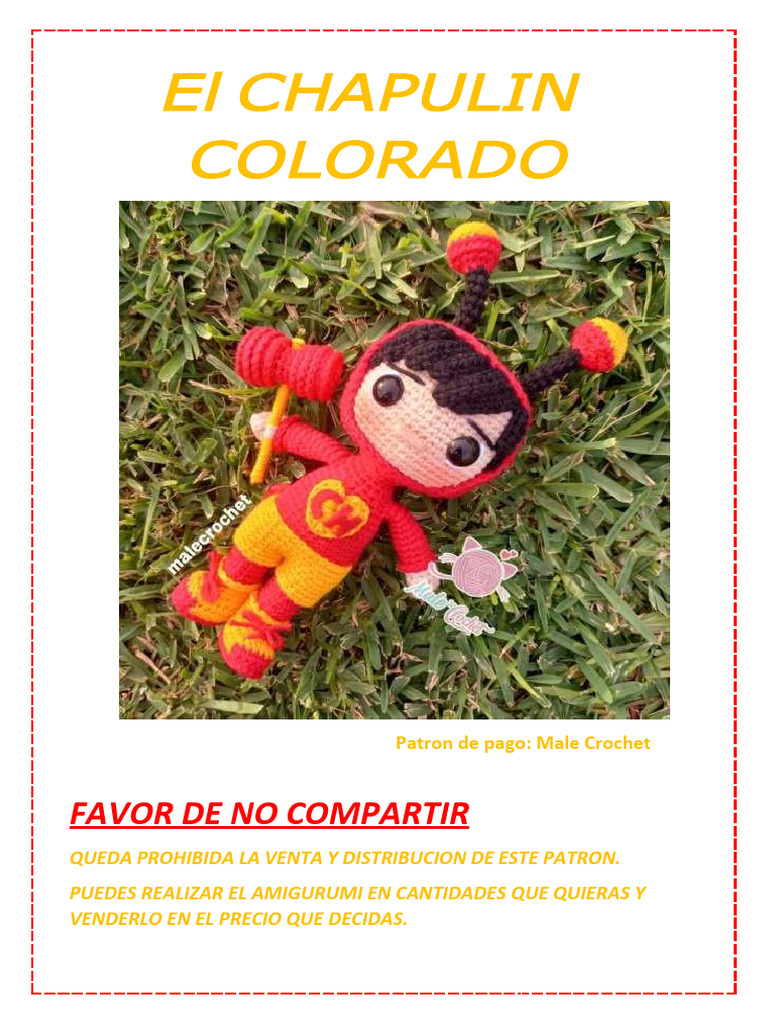 Patrón Amigurumi Chapulín Colorado | PDF | Textiles