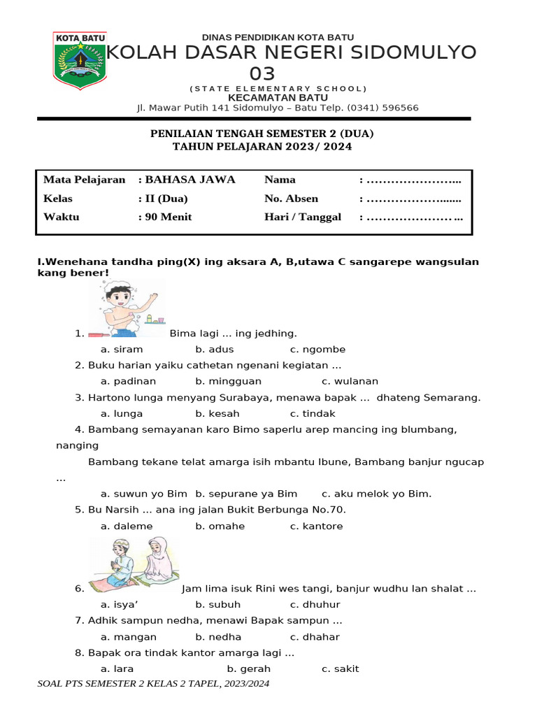 PTS Bhs Jawa Kls 2 | PDF