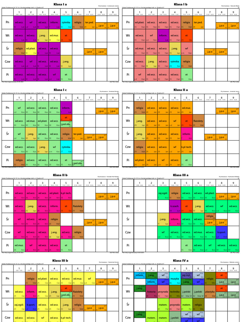 Plan sp101 - Poszczegolnych Klas - v062 - 30 08 2024 | PDF