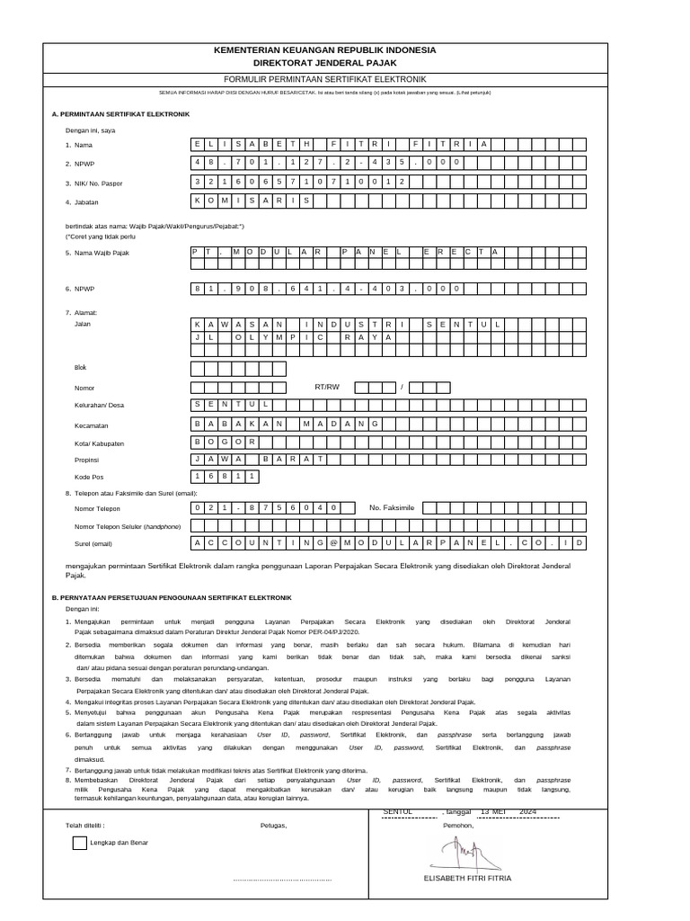 Formulir Permintaan Sertifikat Elektronik | PDF