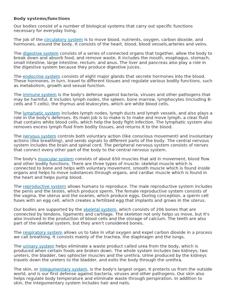 HUMAN BODY-BODY SYSTEMS | PDF | Human Body | Lymphatic System