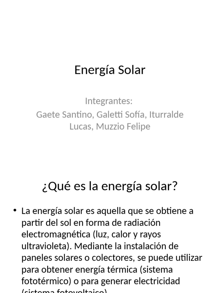 Definición y Usos de la Energía Solar | PDF