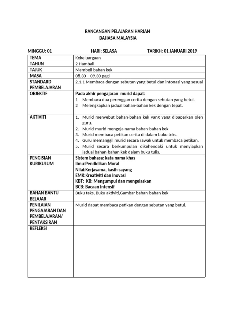 RPH Minggu 1 | PDF | Karier & Perkembangan