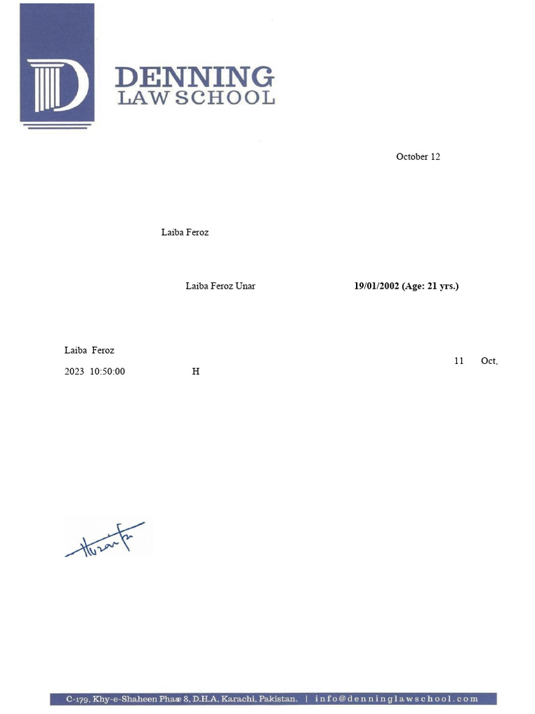 Letter of Support - Laiba Feroz | PDF | Law