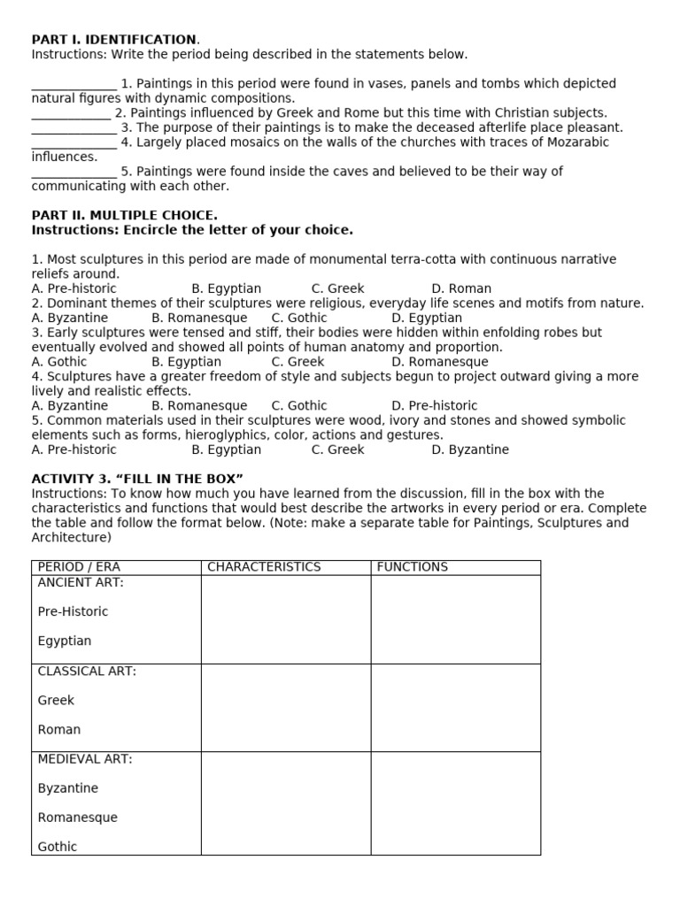 Arts Student Qctivity Q1 WK1 | PDF | Art