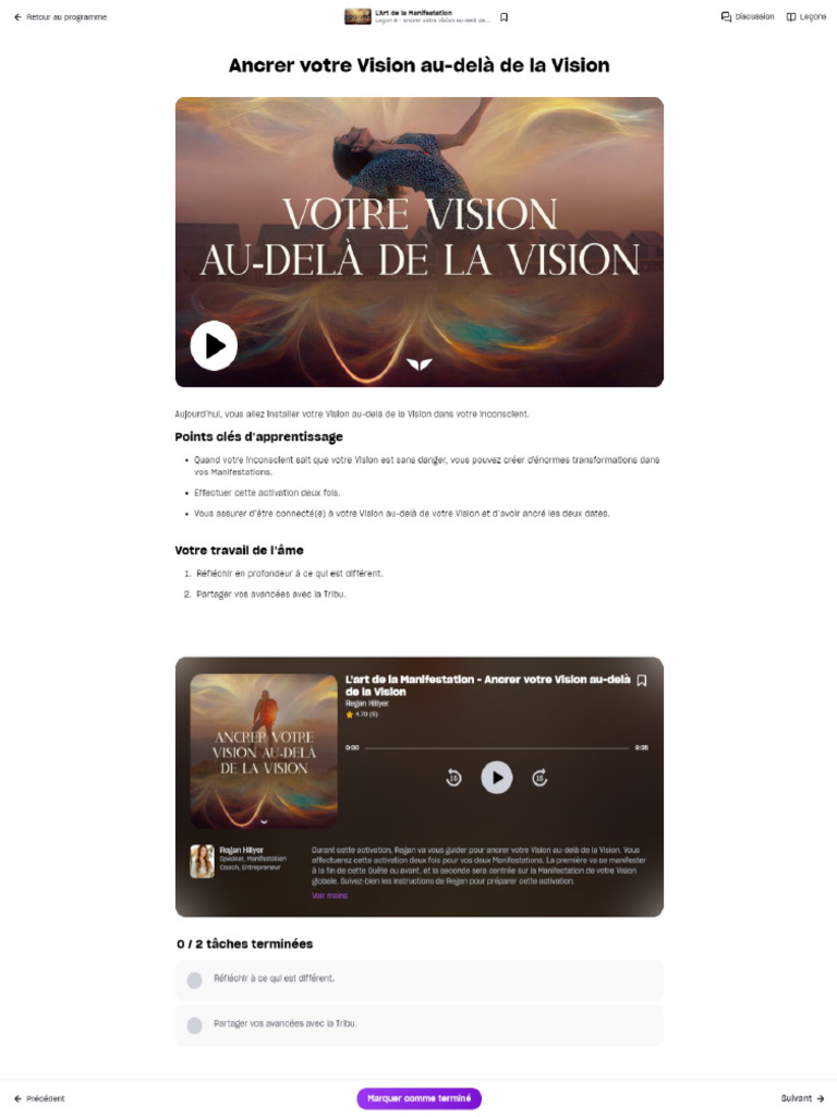 Lesson 9 - Ancrer votre Vision au-delà de la Vision | PDF