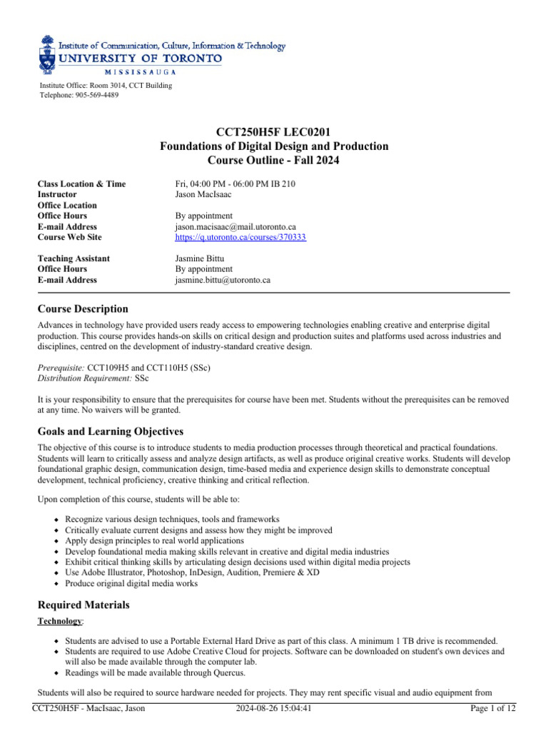 Foundations of Digital Design Course Outline | PDF | Plagiarism | Academic Dishonesty