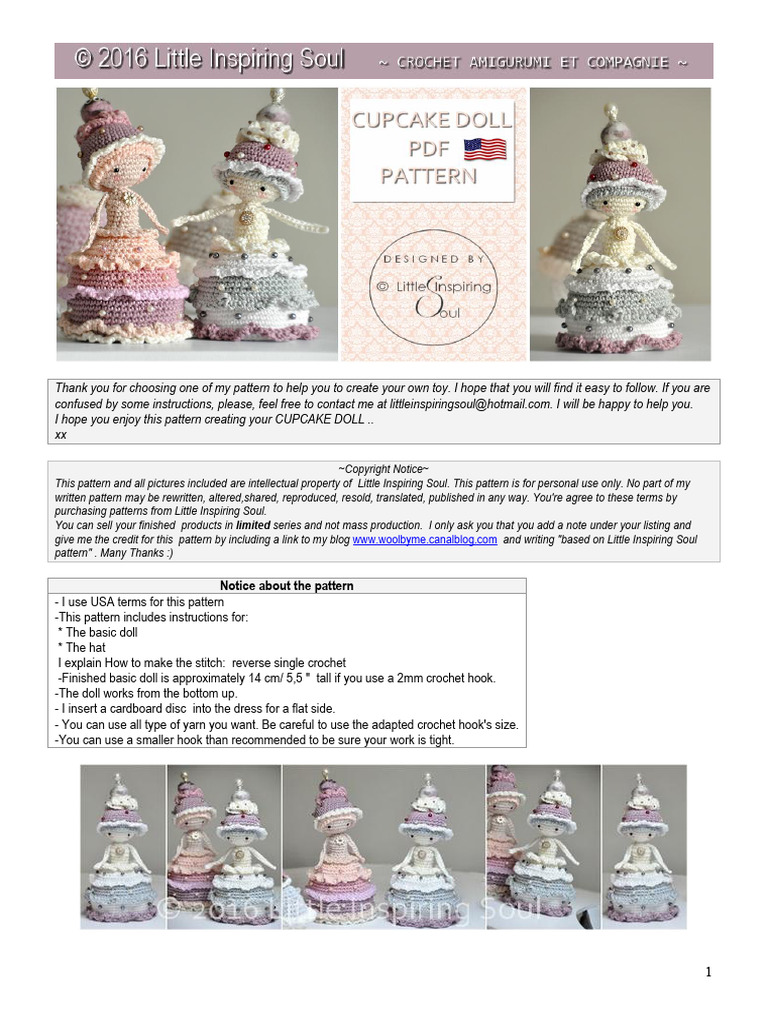 Crochet Cupcake Doll Pattern Guide | PDF | Crochet | Yarn