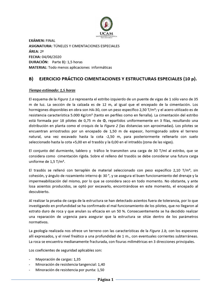 Examen Final Junio Cim | PDF | Fundación (Ingeniería) | Fundación profunda