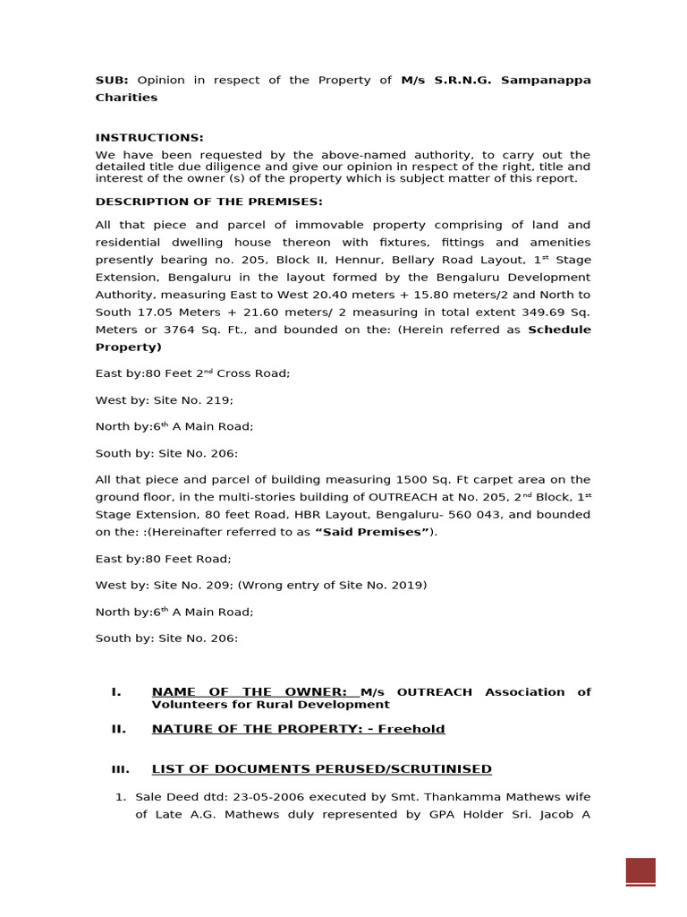 TSR format- HBR Layout | PDF | Lease | Private Law