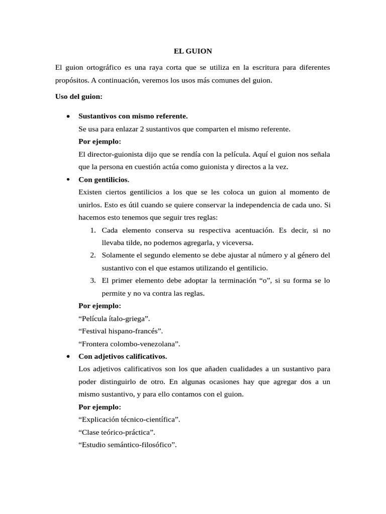 EL GUION | PDF | Sustantivo | Adjetivo