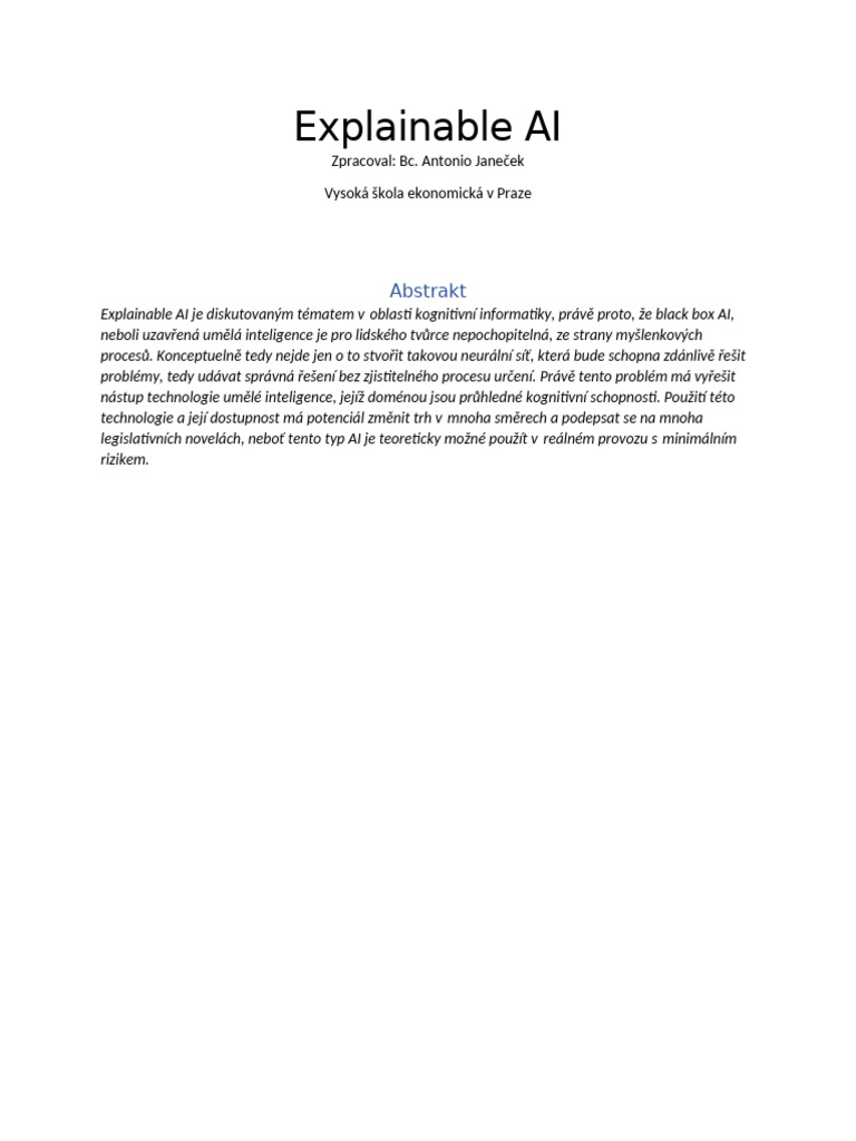 Explainable AI Essay | PDF