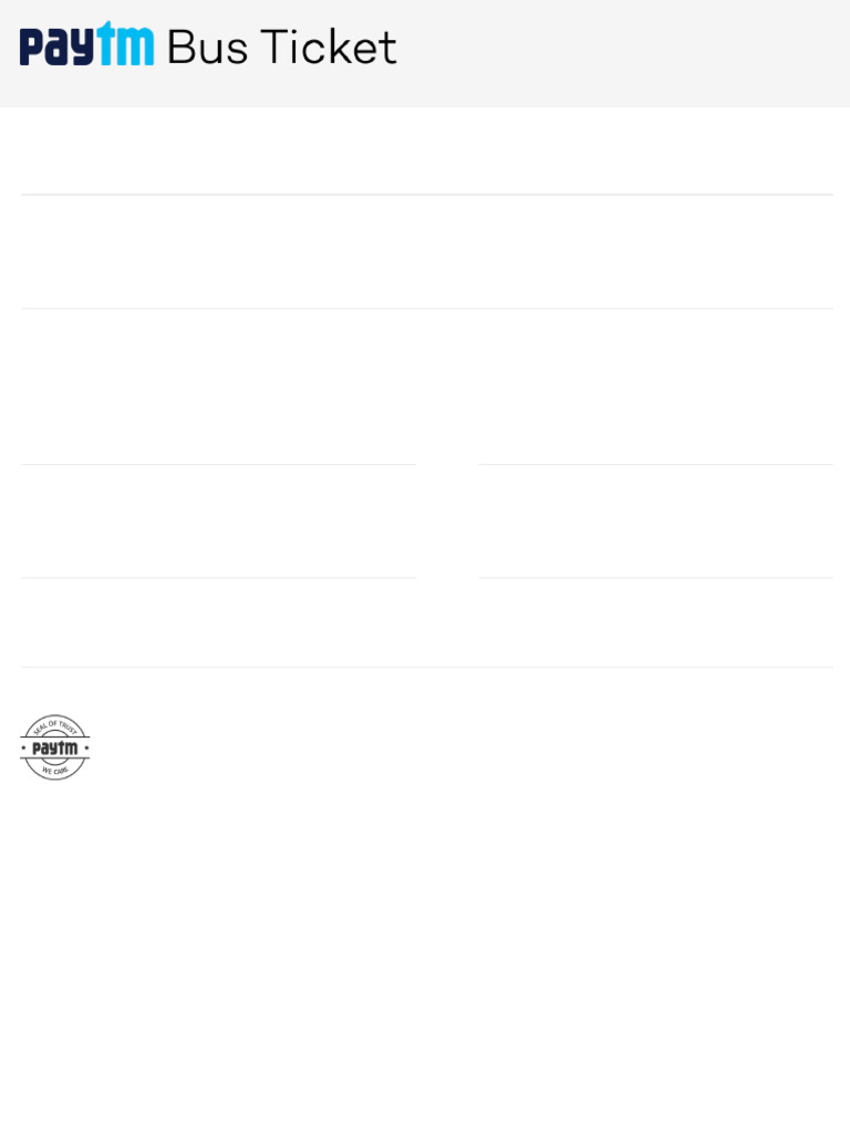 Paytm Bus Ticket Booking Details | PDF | Ticket (Admission) | Bus