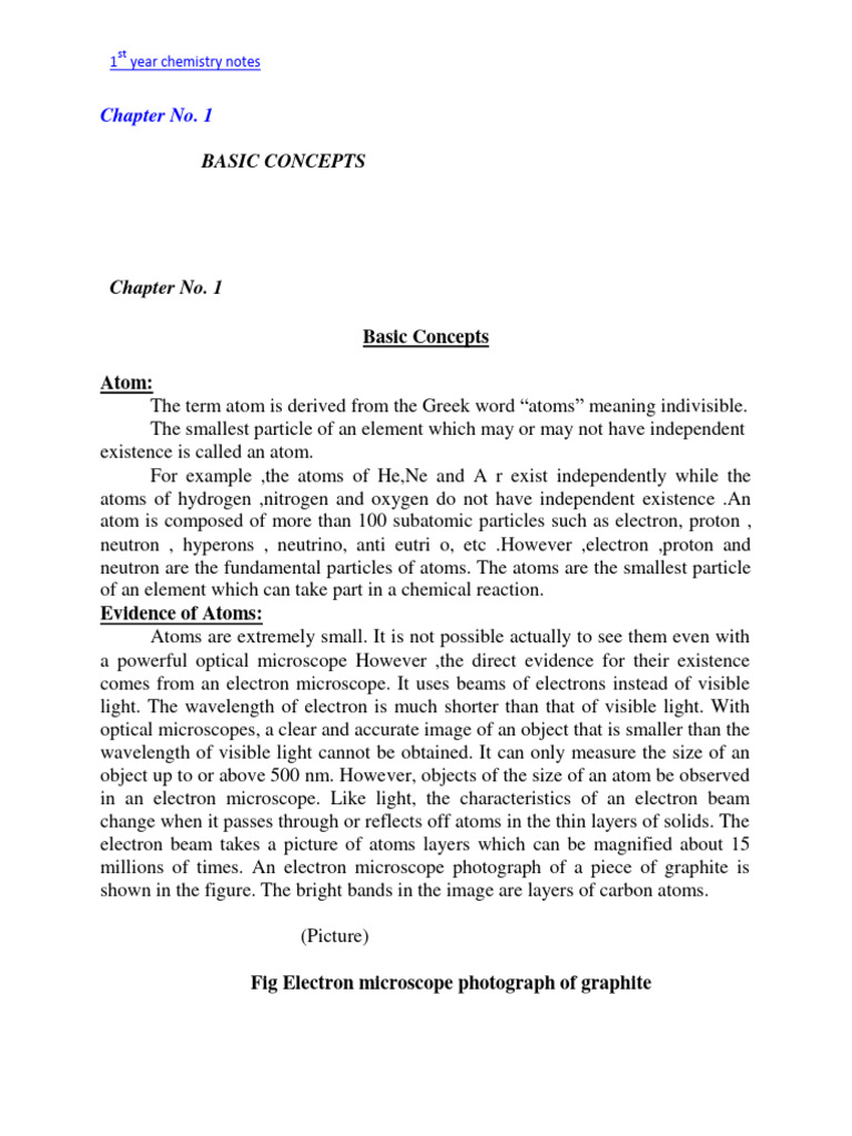 1st Year Chemistry: Basic Concepts | PDF | Stoichiometry | Mass ...