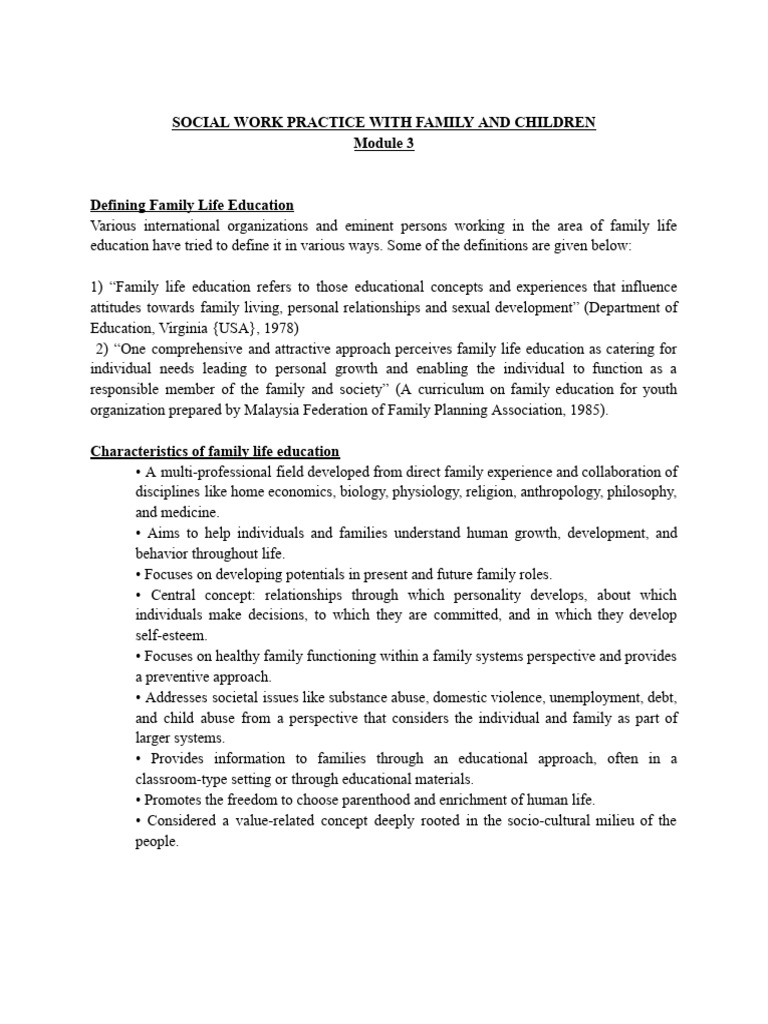 Family Life Education Overview | PDF | Family | Parenting
