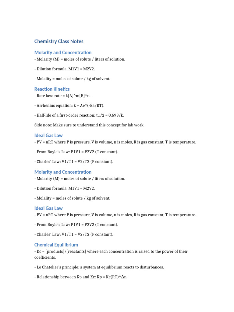 Chemistry_Class_Notes | PDF | Reaction Rate | Chemical Equilibrium