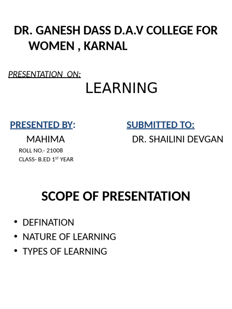 Learningppt 220111075817 | PDF | Learning | Attitude (Psychology)