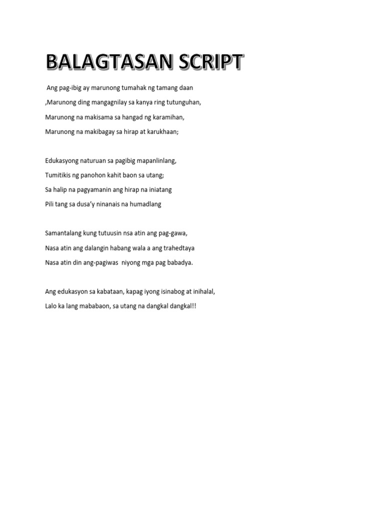 Balagtasan Script | PDF