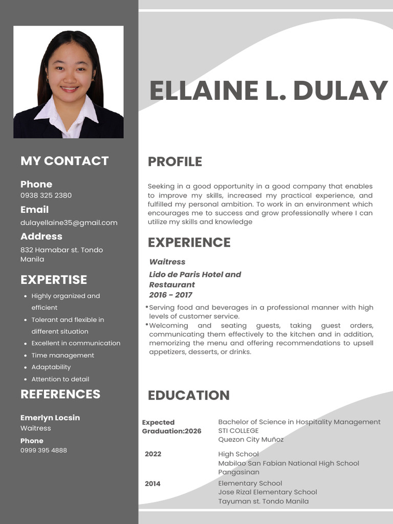 0 Ellaine Locsin Dulay Resume | PDF