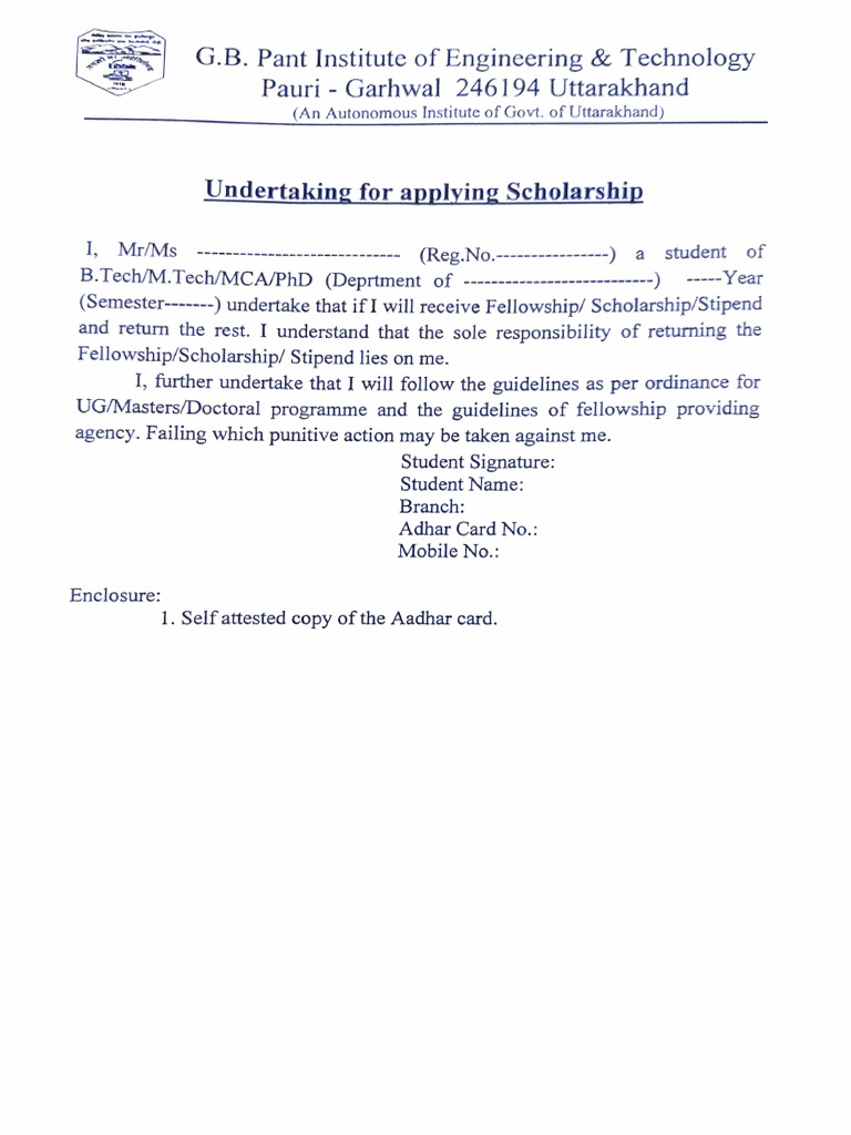 Undertaking Scholarship 2024 | PDF