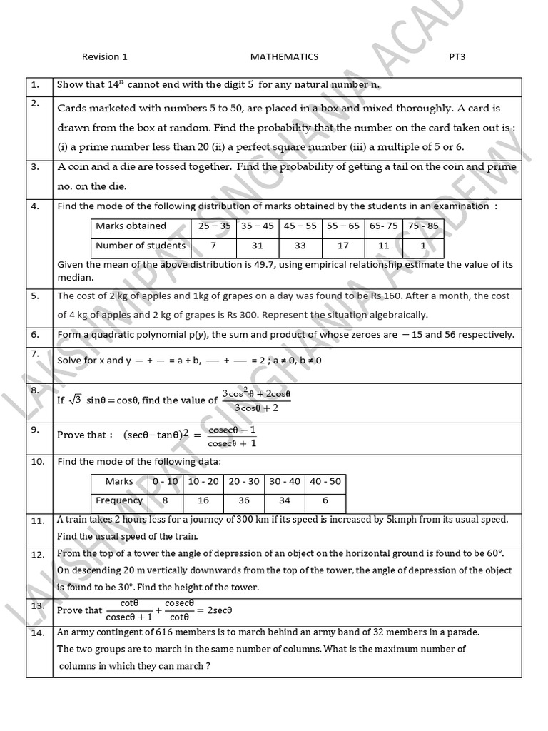 REVISION 1 PT3 | PDF | Numbers | Speed