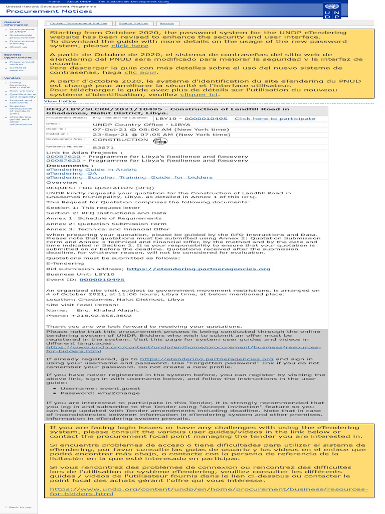 UNDP RFQ for Landfill Road in Libya | PDF | Computing