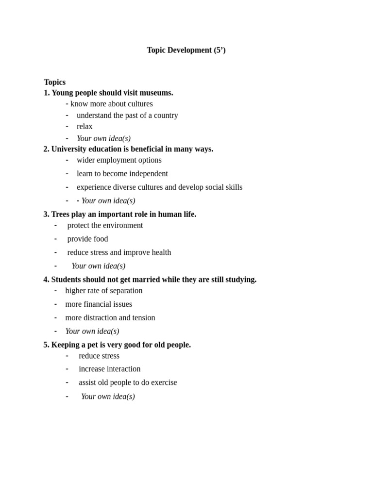 Topic Development - NÓI 4 CÁ NHÂN | PDF | Career & Growth