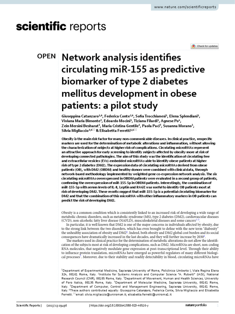 Network Analysis Identifies Circulating MiR-155 | PDF | Micro Rna ...