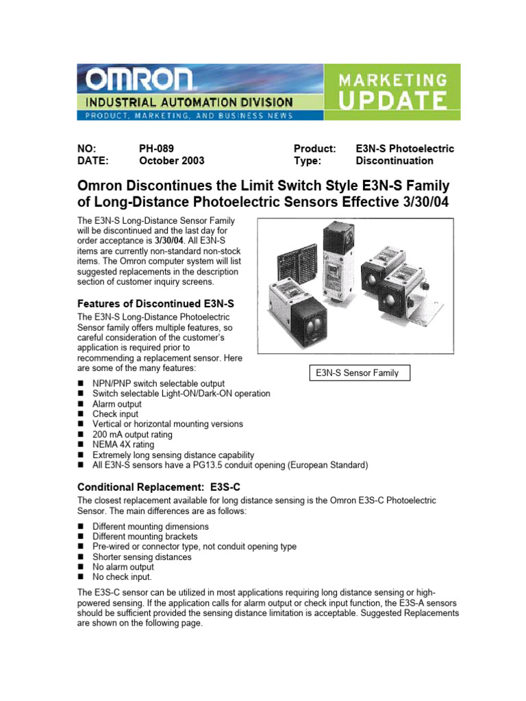 E3N-S | PDF | Manufactured Goods | Electrical Components