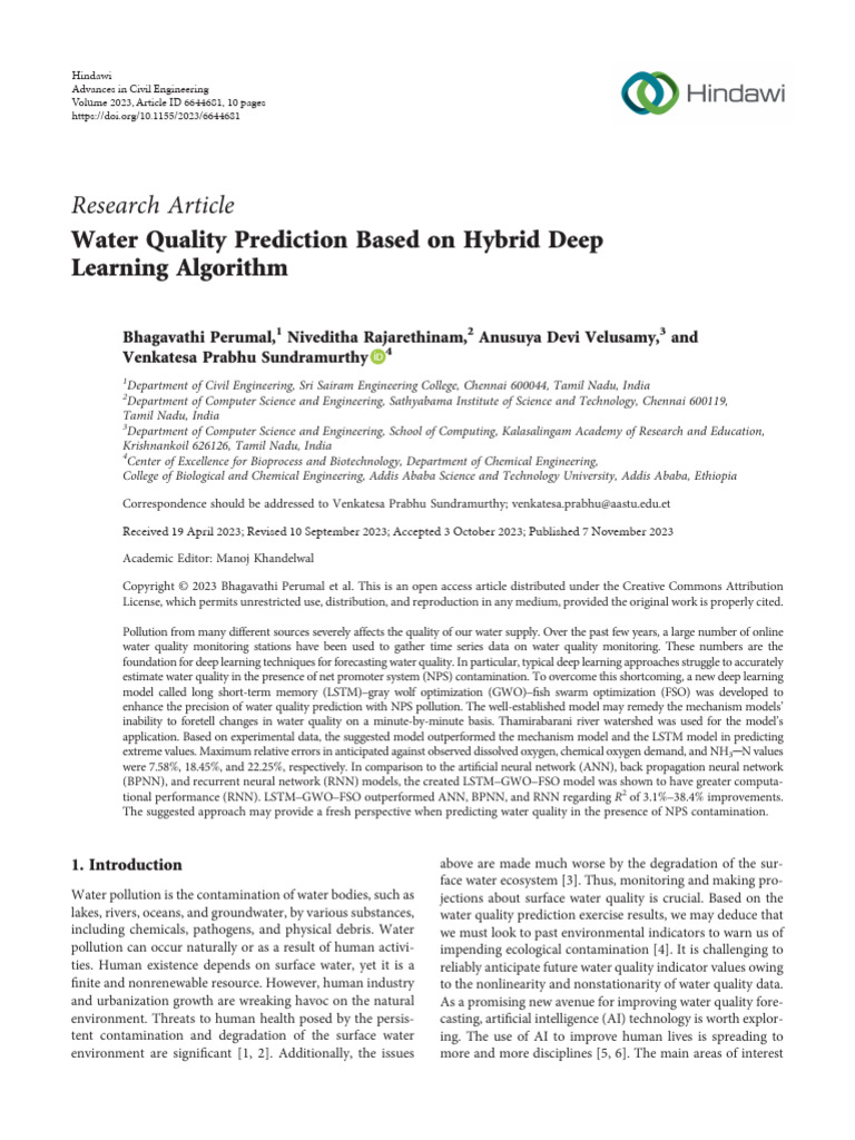 C3 Water Quality Prediction Based On Hybrid Deep (Drinking - Water ...
