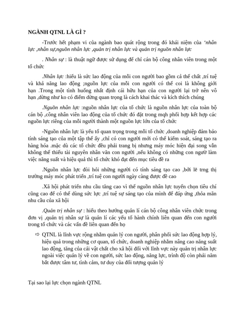 Ngành QTNL Là Gì | PDF