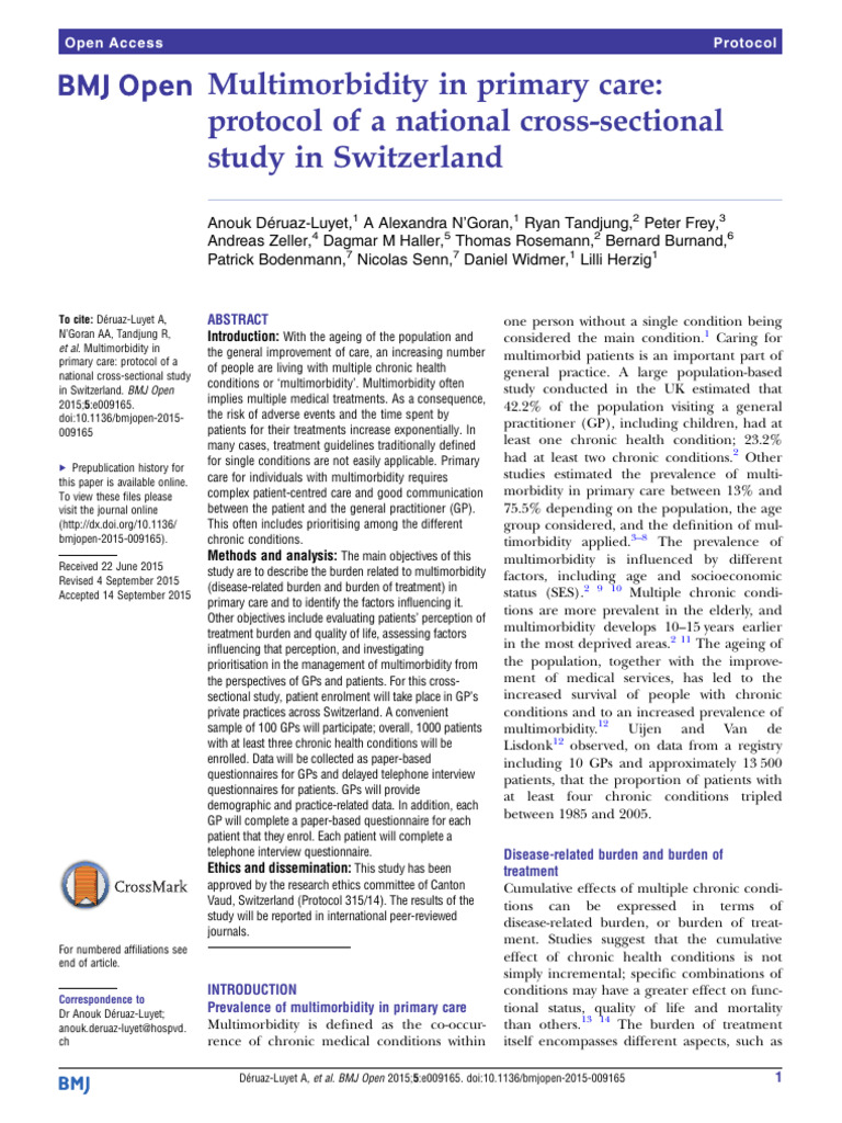 Multimorbidity in Primary Care | PDF | General Practitioner | Chronic Condition