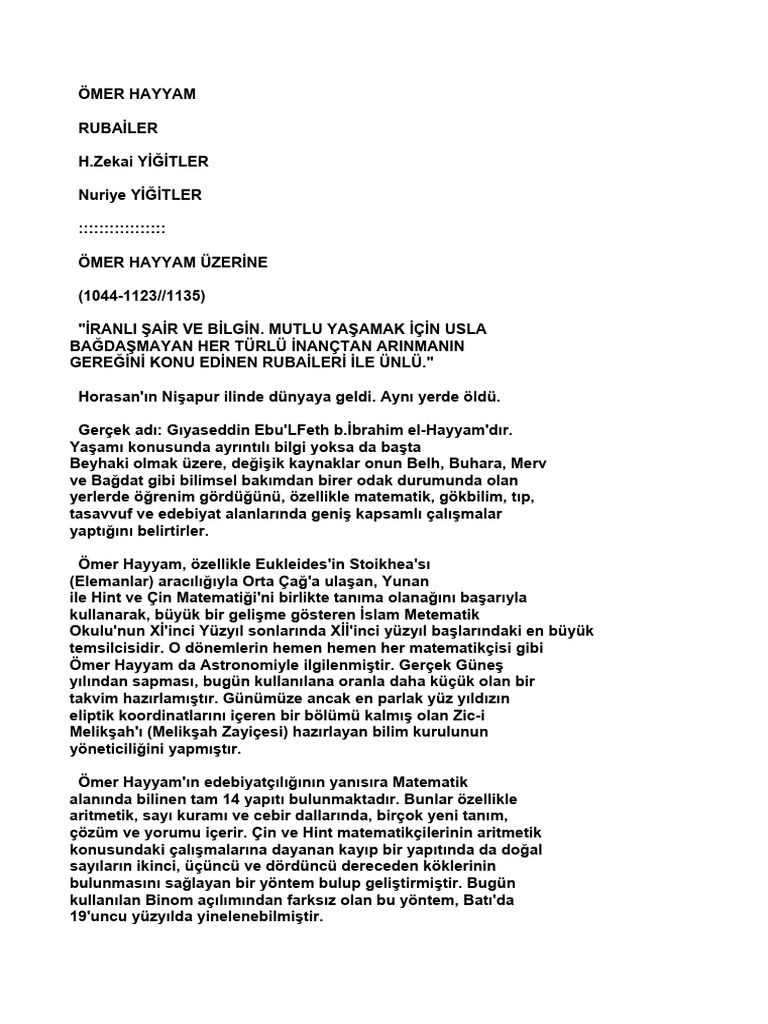 Omer Hayyam | PDF