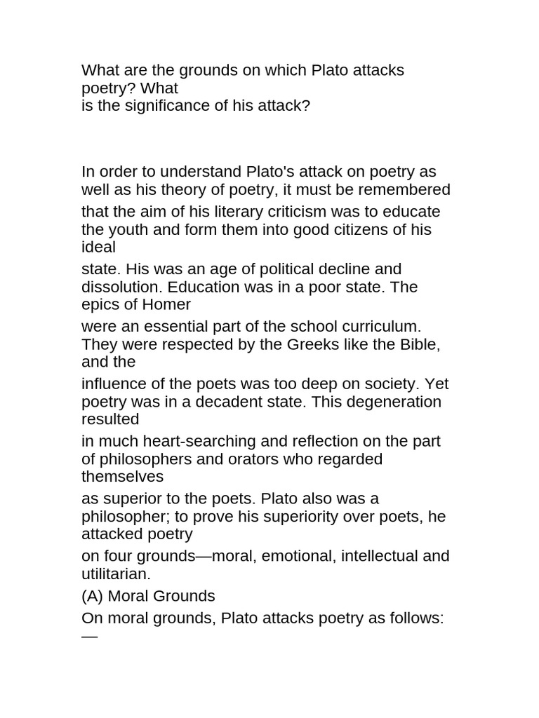 Plato's Critique of Poetry Explained | PDF | Plato | Truth