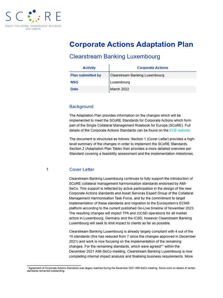 B6b8a Score Adaptation Plan Corporate Actions Lu Clearstream Banking ...