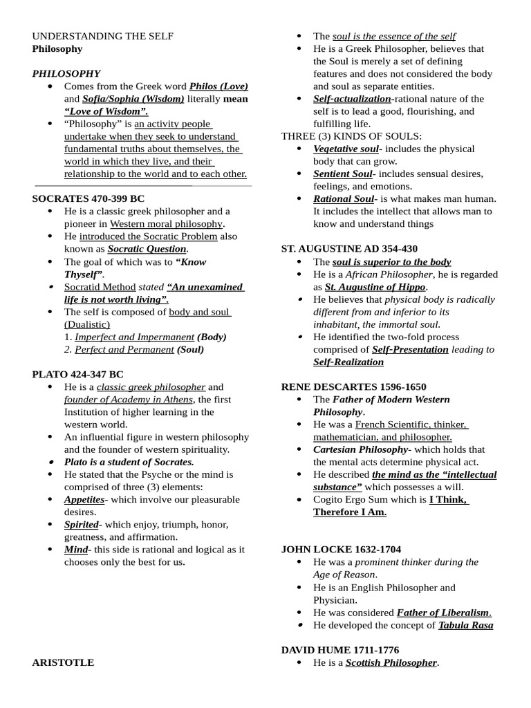 Prelims Uts Reviewer. Alteah | PDF | Self Esteem | Soul