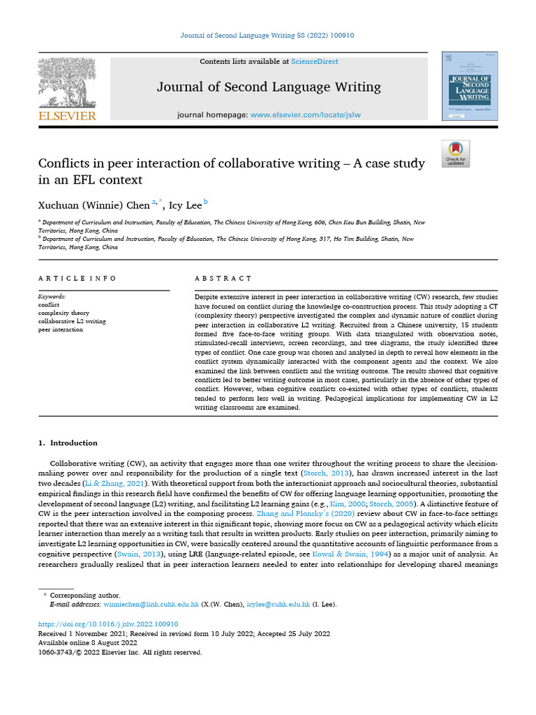 Conflicts in Collaborative L2 Writing | PDF | Attractor | System