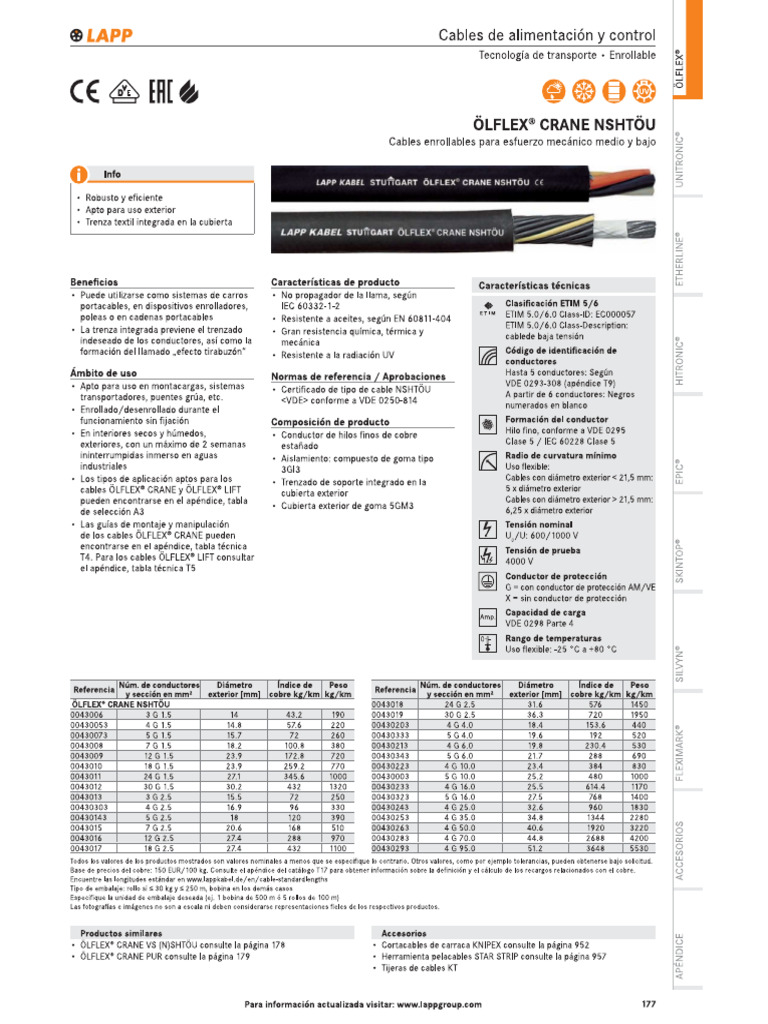 Cables Olflex Crane Varios | PDF