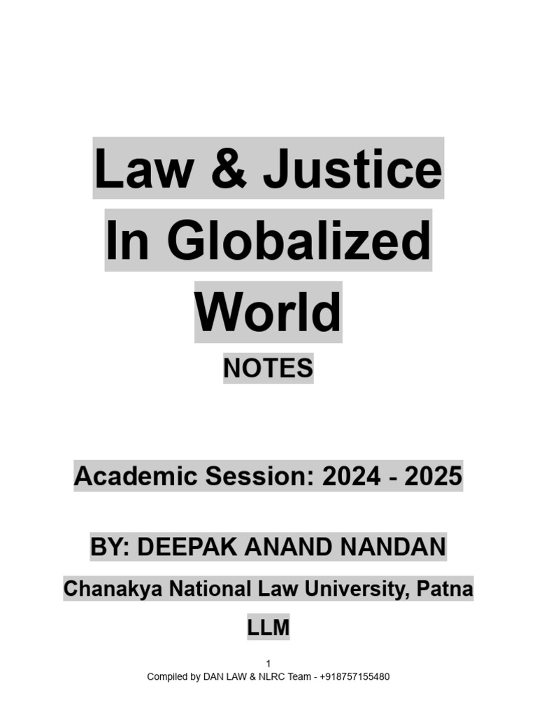 Law in Global Context CNLU Patna LLM | PDF | Jurisprudence | Globalization